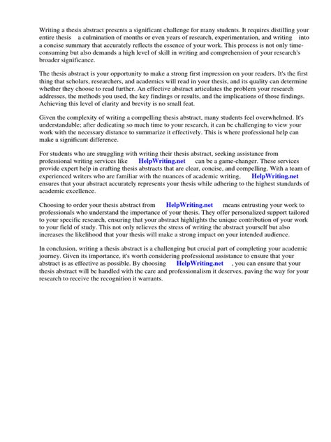 How To Make A Thesis Abstract Pdf Thesis Abstract Summary