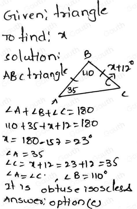 solved find the value of x x classify the triangle acute isosceles