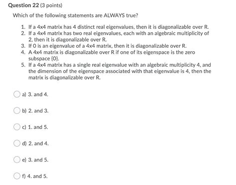 Solved Question 22 3 Points Which Of The Following