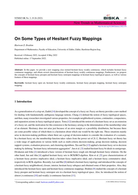 Pdf On Some Types Of Hesitant Fuzzy Mappings