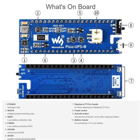 Waveshare Ups Module B For Raspberry Pi Pico Board Uninterruptible