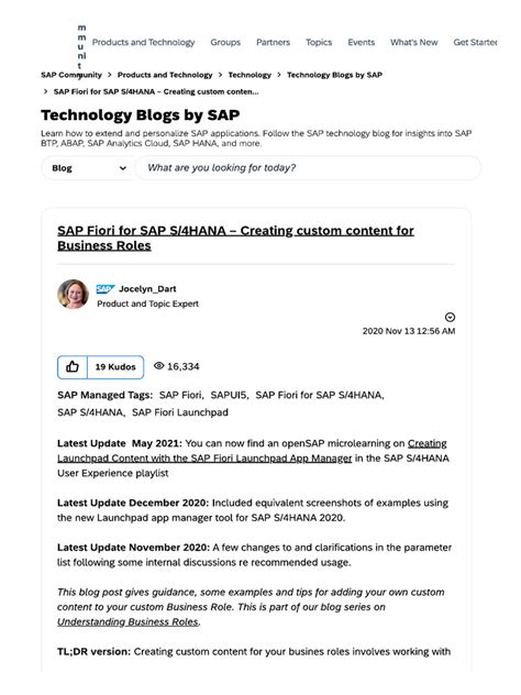 Sap Fiori For Sap S4hana Creating Custom Content For Business Roles Pdf