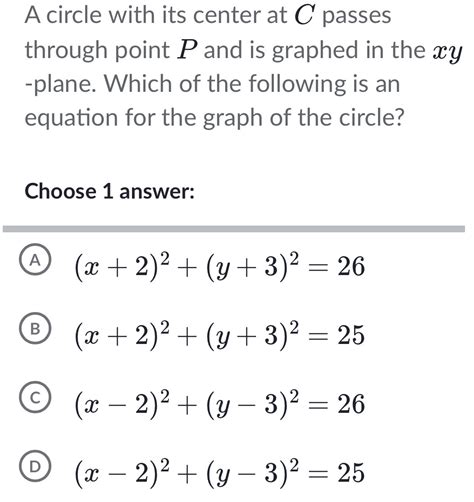 Solved A Circle With Its Center At C Passes Through Point P And Is