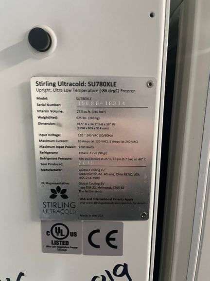 Stirling Ultracold Su780xle Freezer Bentley And Associates Llc
