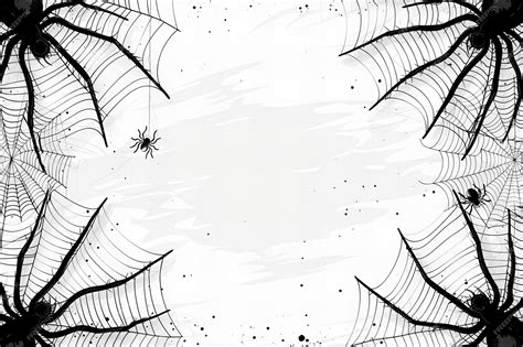 Flat Illustration White Background With Spider Webs On The Left And