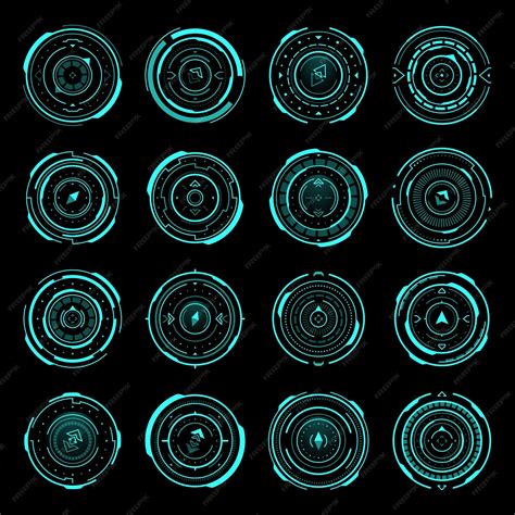 Premium Vector Hud Compass Aim Control Panel Vector Elements Set