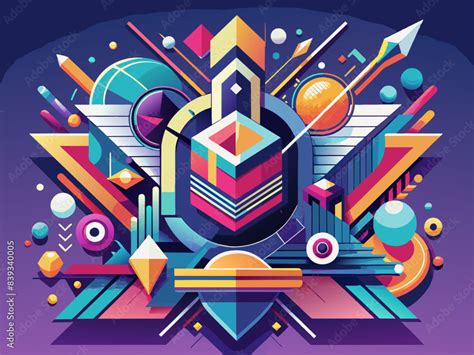 Posters Inspired By Postmodernism Of Dynamic Abstract Vector Symbols With Bold Geometric Shapes