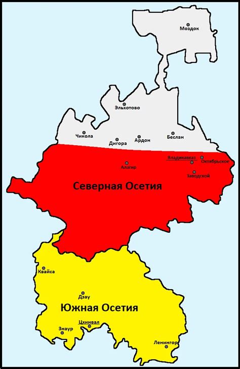Карта северной осетии с городами на русском языке