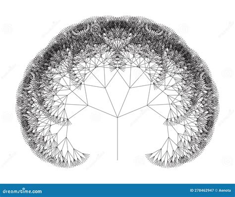 Flat Vector Computer Generated L System Fractal Tree Generative Art