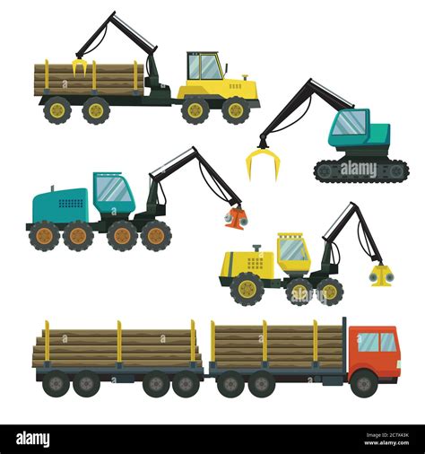 Big Set Of Forestry Vehicle Vector Illustration Stock Vector Image And Art Alamy