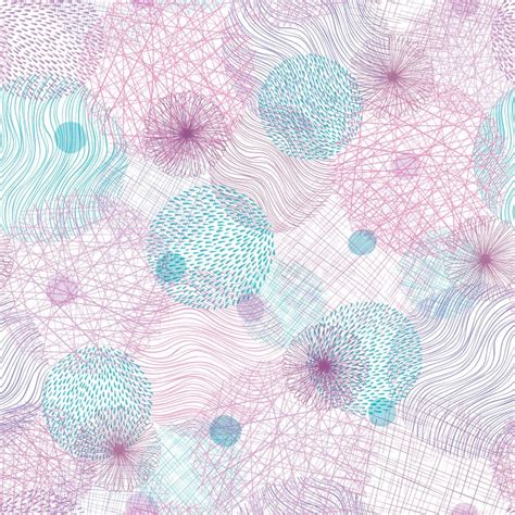 Pink And Blue Abstract Circle Textures Modern Elements With Scribble Lines Dots Loops And