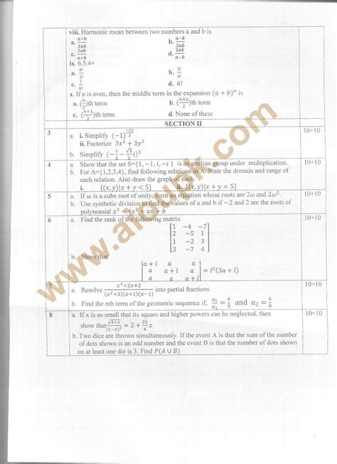 Mathematics Part 1 Code 1307 Aiou Old Papers Intermediate Spring 2013 Aioupkcom