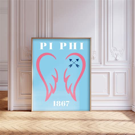 Pi Beta Phi Wall Print Printable Digital Download Pi Phi Angel Wings Dorm Decor Sorority Poster