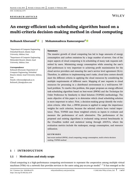 An Energy‐efficient Task‐scheduling Algorithm Based On A Multi‐criteria