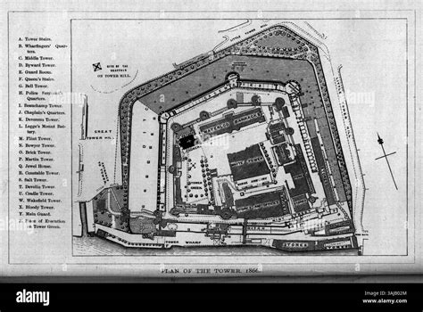 This Illustration Provides A Detailed Plan Of The Tower Of London Showing The Layout Of The