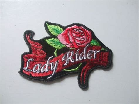 Buy New Embroidered Red Pink Rose Lady Rider Biker Patch In Bungay