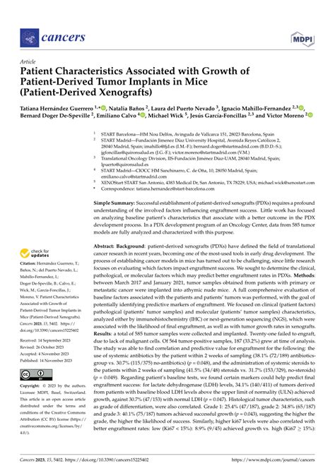 Pdf Patient Characteristics Associated With Growth Of Patient Derived