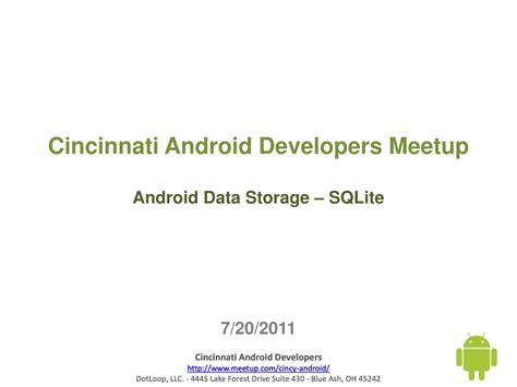 Ppt Cincinnati Android Developers Meetup Android Data Storage Sqlite 7202011 Powerpoint