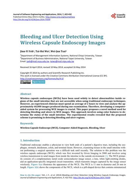 pdf bleeding and ulcer detection using wireless capsule …file scirp