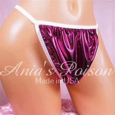 Sissy Thong Panties Metallic Foil Satin Sissy Mens Silky Soft Shiny
