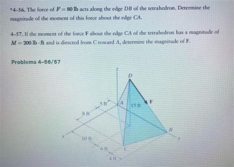 Solved 4 56 The Force Of F 80 Lb Acts Along The Edge Db