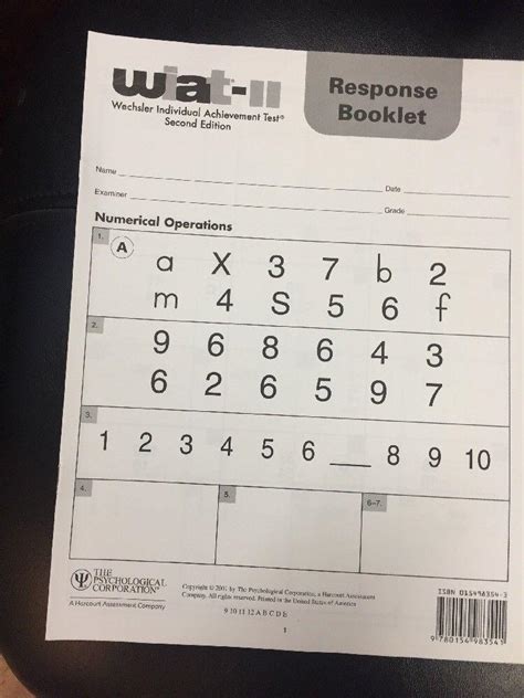 Wiat Ii Wechsler Individual Achievement Test Record Form And Response Booklet 1977605017