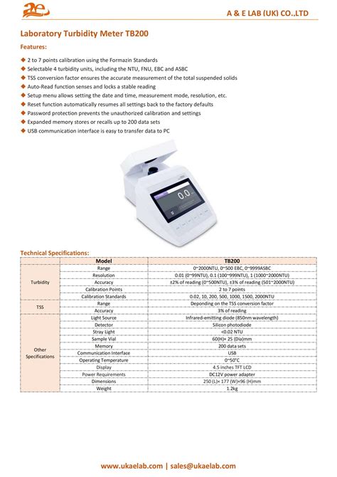Laboratory Turbidity Meter Tb200 Aelab
