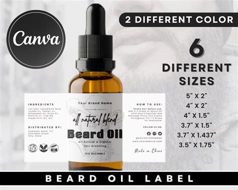 Beard Oil Bottle Label Template Beard Oil Label Editable Product