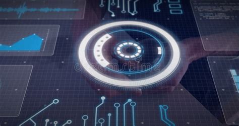 Circular Graphics And Circuit Patterns Creating Futuristic Animation Interface Design Stock