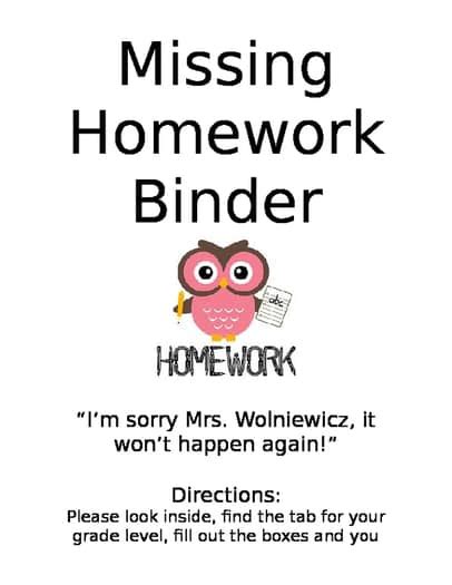 Missing Assignment Binder Cover Page By Julie Wolniewicz Tpt
