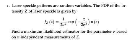 laser speckle patterns are random variables the pdf