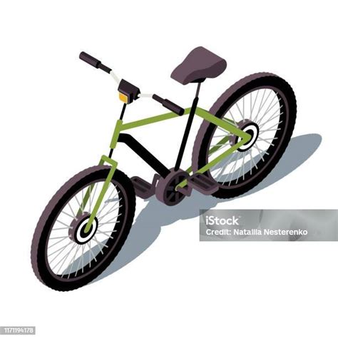 자전거 등각 투영 색상 벡터 그림입니다 도시 교통 인포그래픽 페달 자전거 이륜차 야외 활동 건강한 라이프 스타일 흰색 배경에 격리 된 교통 3d 개념 3차원 형태에 대한