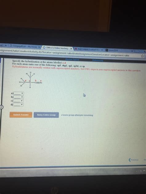 Solved Specify The Hybridization At The Atoms Labelled A D