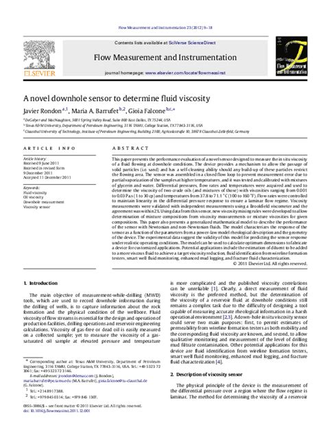 Pdf A Novel Downhole Sensor To Determine Fluid Viscosity Gioia