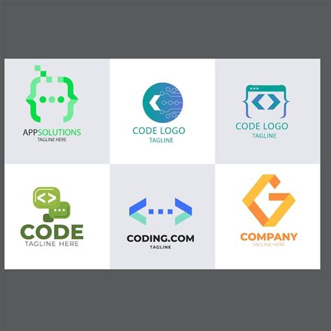 Conjunto De ícones De Logotipo De Código De Tecnologia Modelo De Design De Logotipo Do