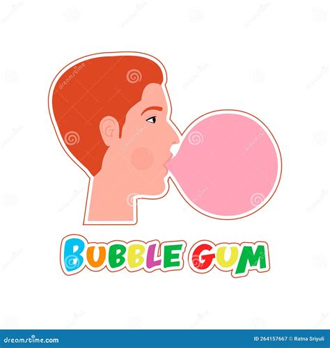 Blowing Pink Bubble Gum Design Vector Flat Isolated Illustration Stock Illustration