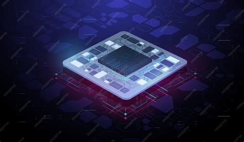 Premium Vector Futuristic Microchip Processor Modern Cpu Illustration