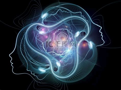 人体几何系列人类面部线条和分形网格的统一，涉及心理学、教育、科学和心灵的本质。高清摄影大图 千库网