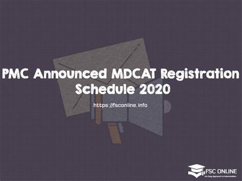 PMC Announced MDCAT Registration Schedule 2020