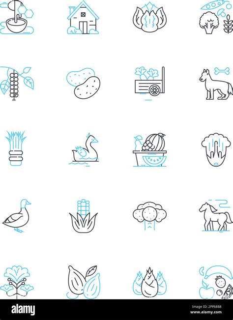 Agroecology Farming Linear Icons Set Sustainability Diversity Soil