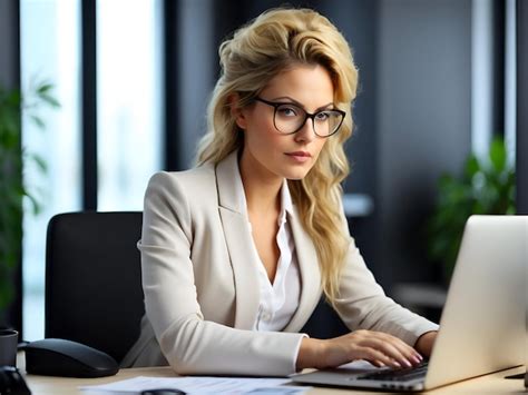 Premium Photo Confident Business Woman Analyzing Finances At Desk