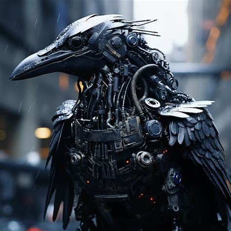Premium Ai Image Robotic Raven