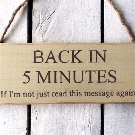 Back In Minutes Sign Etsy