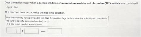 Solved Does A Reaction Occur When Aqueous Solutions Of Zinc Chegg Com