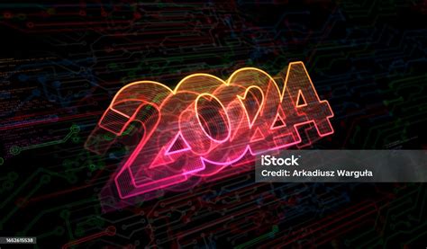 2024년 미래 네온 심볼 디지털 컨셉 3d 일러스트레이션 0명에 대한 스톡 사진 및 기타 이미지 0명 2024년 데이터