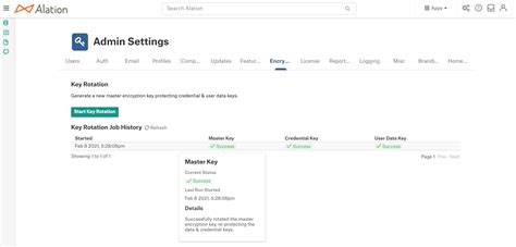 manage encryption keys — alation user guide