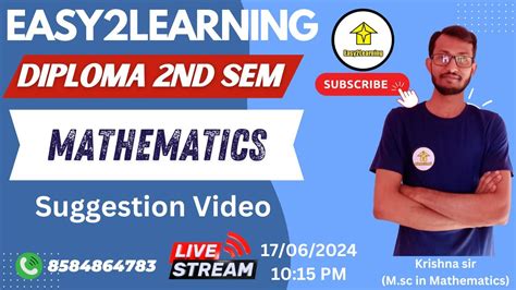 Diploma 2nd Sem Mathematicssuggestion Video By Krishna Sir
