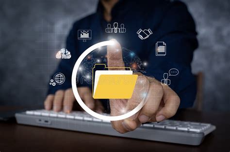 Businessman With Document Management System Dms Online Document Stock Image Image Of