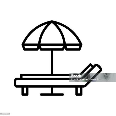 우산 체이스 롱큐 아이콘 해변 의자 흰색 배경에 고립 된 픽토그램 바다에 대한 스톡 벡터 아트 및 기타 이미지 바다 상징 아이콘 Istock
