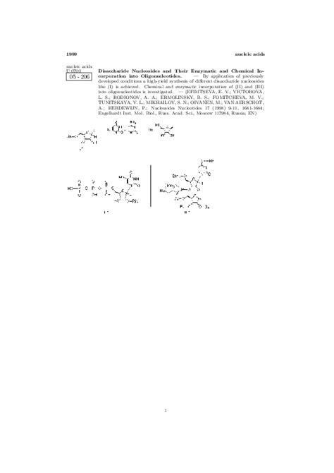 Pdf Cheminform Abstract Disaccharide Nucleosides And Their Enzymatic And Chemical